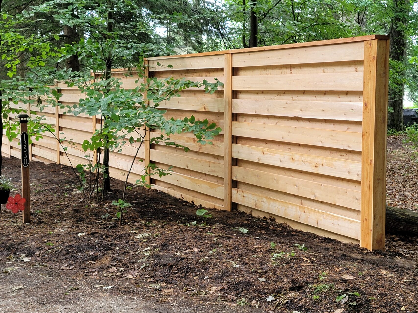 Custom Horizontal Shaddow Box Cedar Fence, - Out Back
